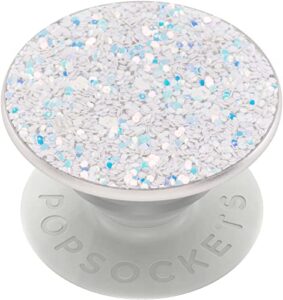 popsockets phone grip with expanding kickstand, glitter popgrip - white