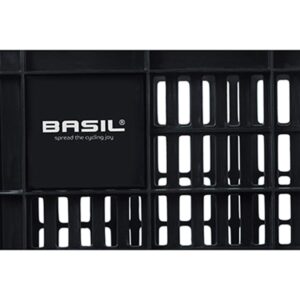 basil unisex – adult's crate s bicycle box for the front pannier rack, black, 40 cm x 29 cm x 21 cm