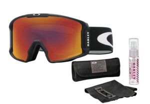 oakley line miner snow goggle (matte black frame/prizm torch iridium lens) with lens cleaning kit