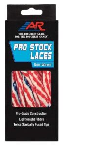 a&r 3 pair pack pro stock waxless fused-tip hockey skate laces, 72"-120" (american flag, 108")