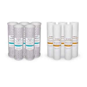 (10 pack) reverse osmosis replacement filters 1 micron melt-blown polypropylene sediment & 5 micron cto carbon block water filters for standard & whole house water filtration systems