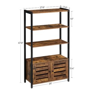 VASAGLE LOWELL Bookshelf, Storage Cabinet with 3 Shelves and 2 Louvered Doors, Industrial Bookcase in Living Room, Study, Bedroom, Multifunctional, Rustic Brown ULSC75BX