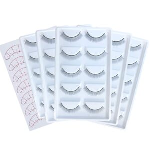 obeya 25 pairs practice lashes for lash extensions on mannequin head or make own lashes, training lashes mimic natural lashes self adhesive 8mm practice eyelash strips, gift 10 pairs lash mapping