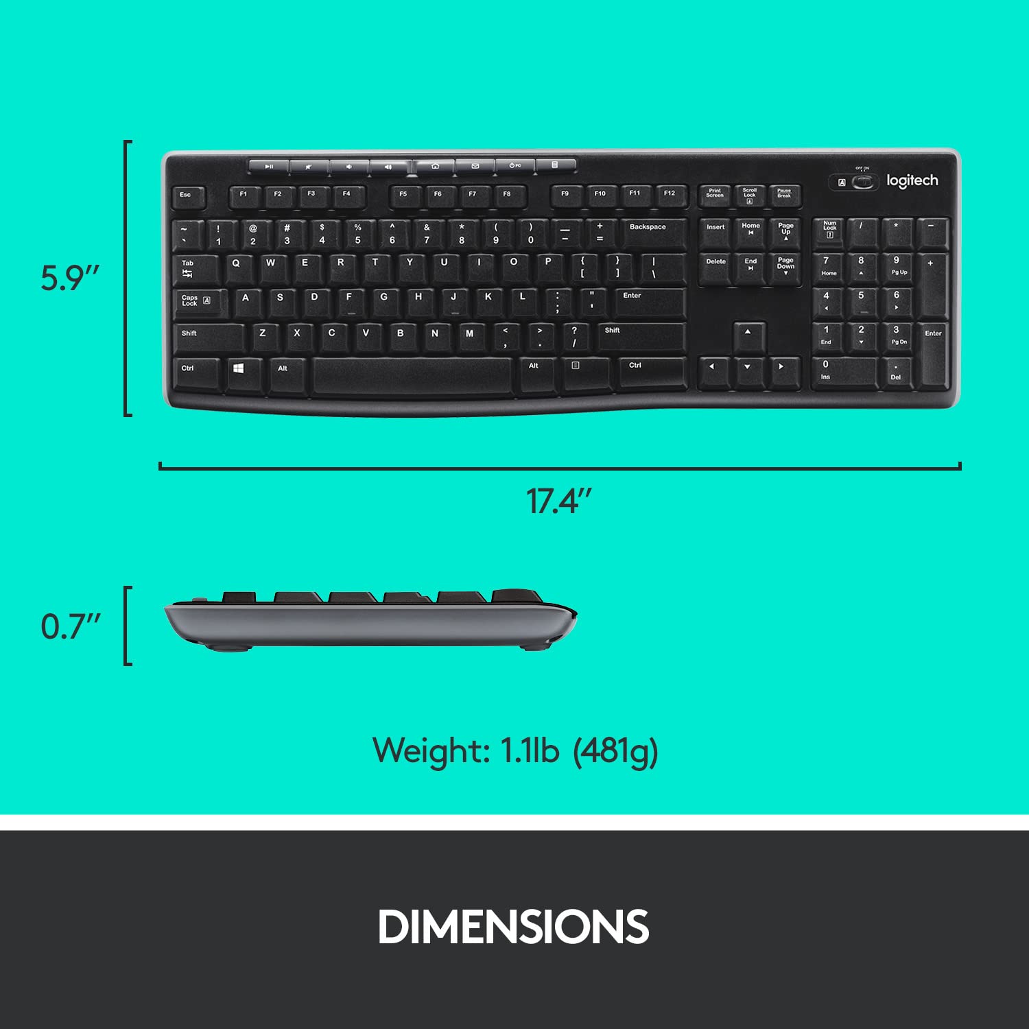 Logitech MK270 Wireless Keyboard and Mouse Combo - Keyboard and Mouse Included, 2.4GHz Dropout-Free Connection, Long Battery Life (Renewed)