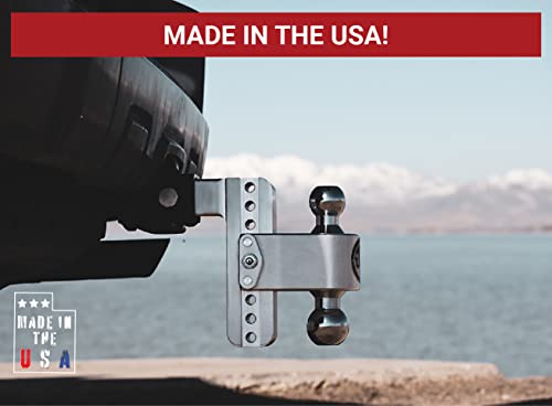 Weigh Safe 180 Hitch - Adjustable Trailer Hitch Ball Mount - 8" Adjustable Drop Hitch for 2" Receiver - Heavy Duty Aluminum Trailer Tow Hitch w/ Chrome Plated Tow Balls (2" & 2 5/16") - 12,500 GTW