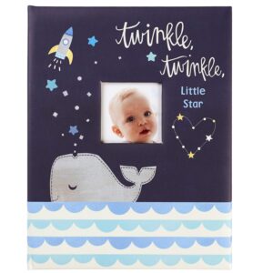 c.r. gibson ''twinkle twinkle little star'' blue baby memory book for boys, 48 pages, 9.1'' x 11.5''