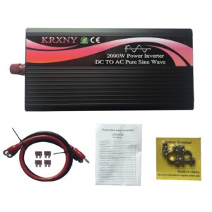 KRXNY 2000W 24V DC to 110V 120V AC 60HZ Pure Sine Wave Power Inverter Converter with LED Display for Car RV Home Solar