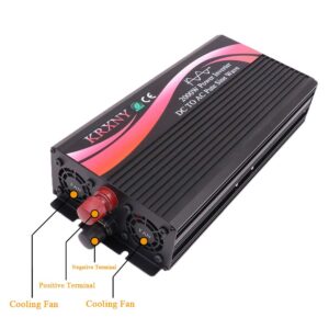 KRXNY 2000W 24V DC to 110V 120V AC 60HZ Pure Sine Wave Power Inverter Converter with LED Display for Car RV Home Solar