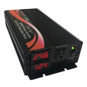 KRXNY 2000W 24V DC to 110V 120V AC 60HZ Pure Sine Wave Power Inverter Converter with LED Display for Car RV Home Solar