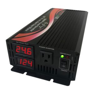 KRXNY 2000W 24V DC to 110V 120V AC 60HZ Pure Sine Wave Power Inverter Converter with LED Display for Car RV Home Solar