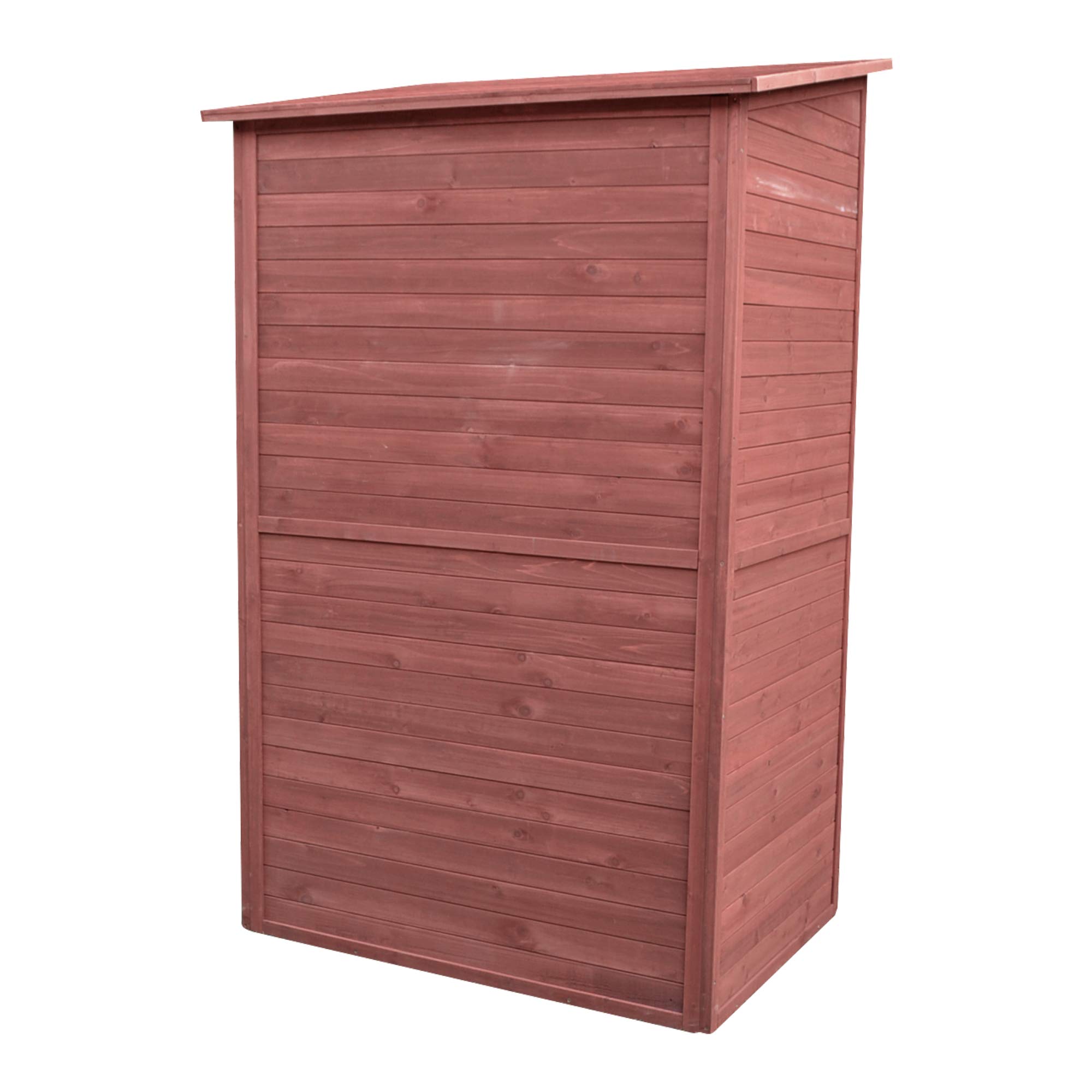 Leisure Season DSS8721 Deep Storage Shed with Drop Table - Brown - Tall Outdoor Wooden Box Lockers for Lawn, Garden, Backyard, Porch - 2 Interior Shelves for Supplies, Tools - Weatherproof Organizer