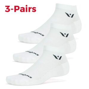 Swiftwick - PERFORMANCE ONE (3 Pairs) Running & Golf Socks, Lightweight Cushion (White, Large)