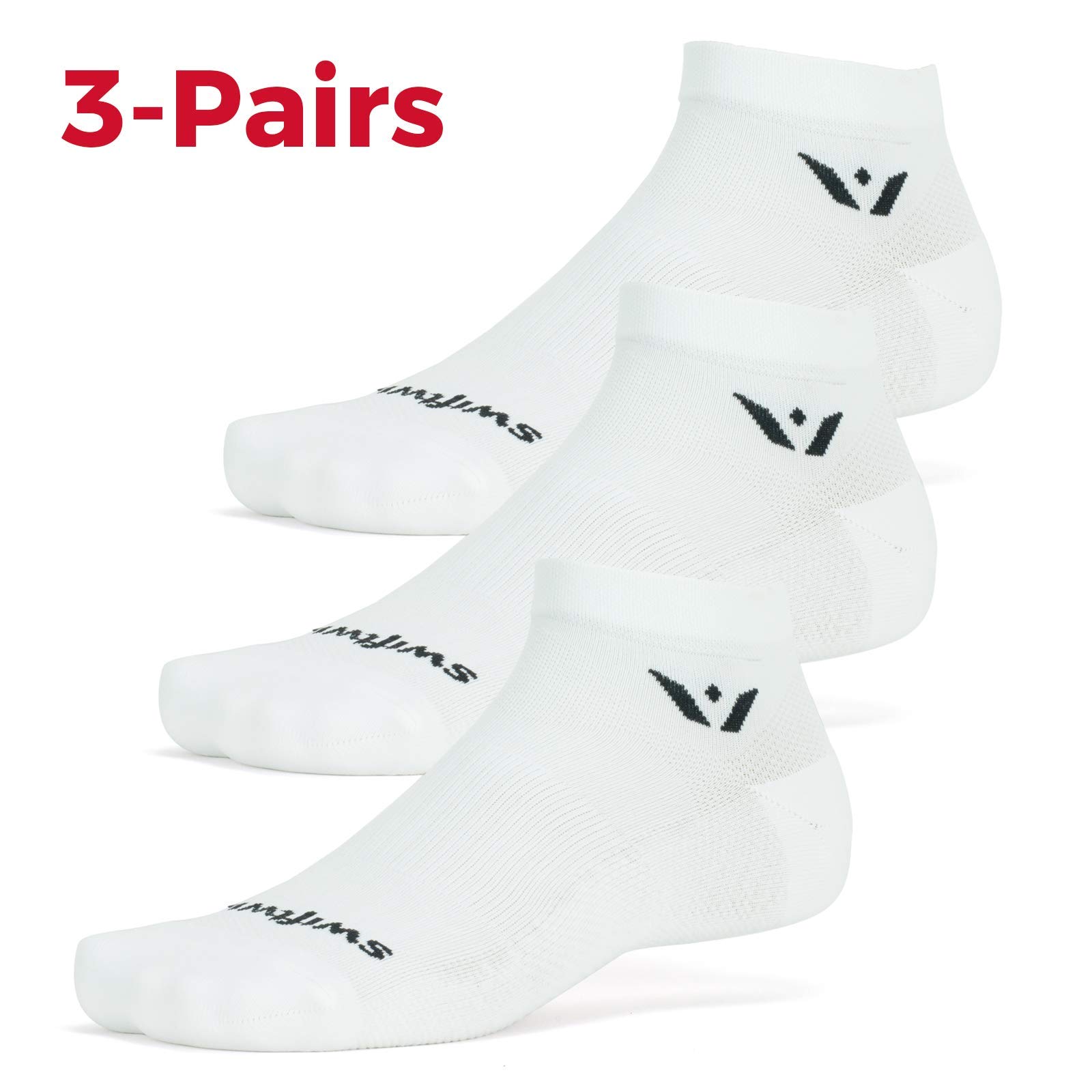 Swiftwick - PERFORMANCE ONE (3 Pairs) Running & Golf Socks, Lightweight Cushion (White, Large)