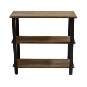 alaterre furniture pomona 31" tall 2-tier solid wood and metal under-window bookcase, rustic reclaimed wood design, industrial, stylish, durable lacquer finish, living room, home office, bedroom