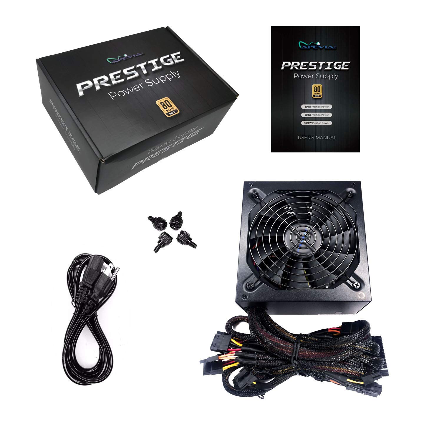 Apevia ATX-PR800W Prestige 800W 80+ Gold Certified, RoHS Compliance, Active PFC ATX Gaming Power Supply