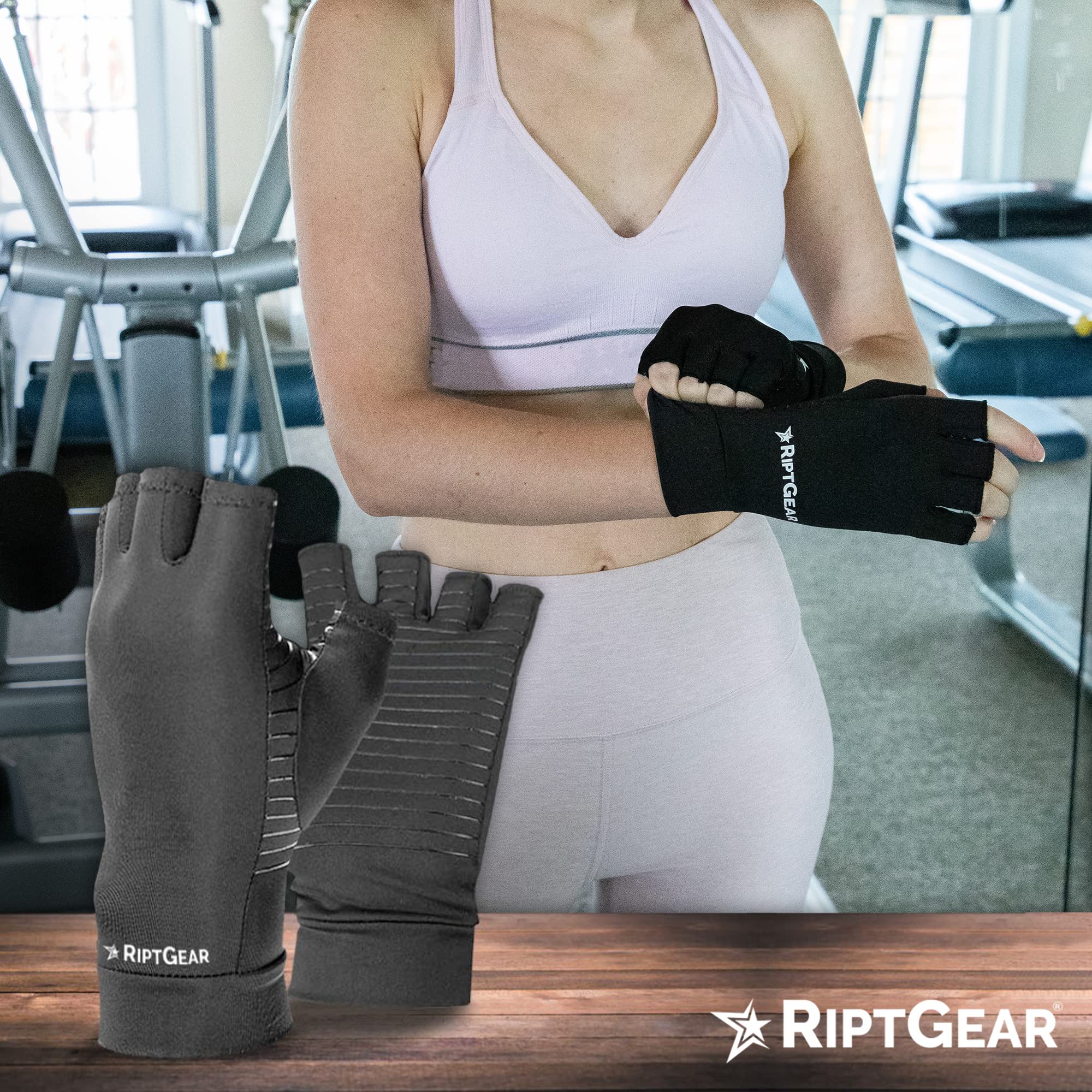 RiptGear Compression Gloves for Women and Men for Arthritis (Pair) - Women's and Mens Gloves for Hand Pain - Compression Gloves Men and Women - Golf Bowling Cycling Tennis (Medium)