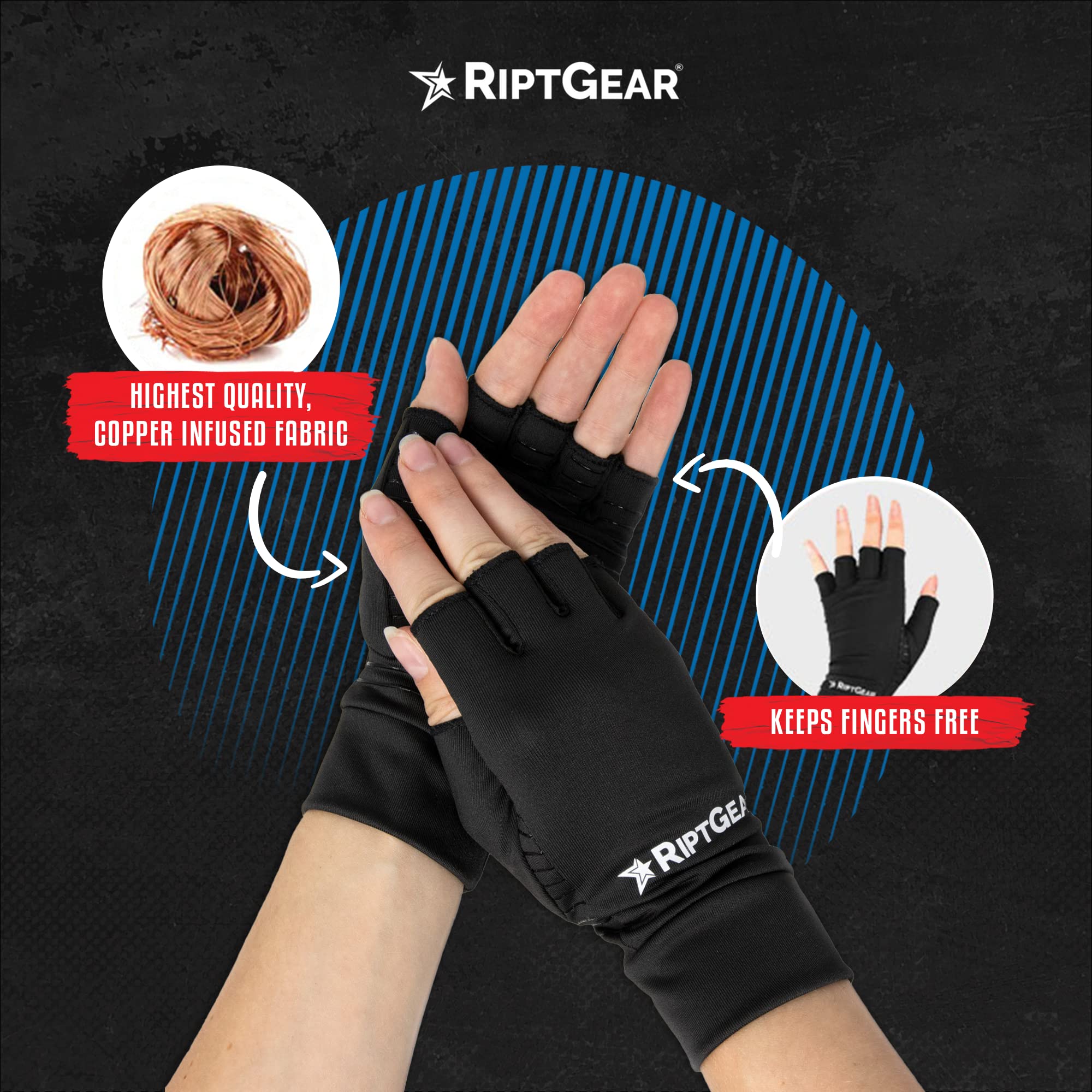 RiptGear Compression Gloves for Women and Men for Arthritis (Pair) - Women's and Mens Gloves for Hand Pain - Compression Gloves Men and Women - Golf Bowling Cycling Tennis (Medium)