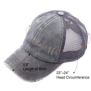 C.C Hatsandscarf Exclusives Washed Distressed Cotton Denim Ponytail Hat Adjustable Baseball Cap (BT-13)