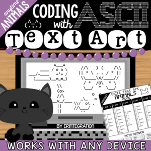 coding in the classroom with ascii text art for any device: animal themed keyboard practice for kids (10 challenges)