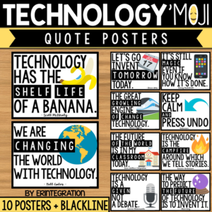 technology quote posters with emojis – 10 posters - 2 styles