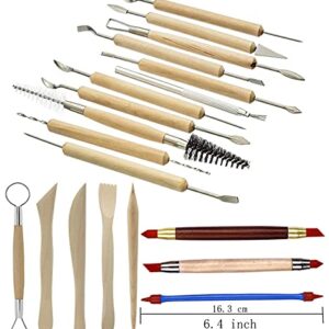 Augernis Pottery Sculpting Tools 32PCS Ceramic Clay Carving Tools Set for Beginners Expert Art Crafts Kid's After School Pottery Classes Club Children Students