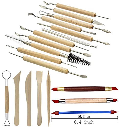 Augernis Pottery Sculpting Tools 32PCS Ceramic Clay Carving Tools Set for Beginners Expert Art Crafts Kid's After School Pottery Classes Club Children Students