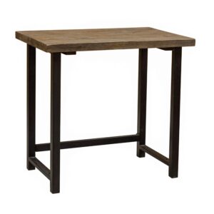 alaterre furniture pomona 32" small metal and solid wood desk, 32in. wide, brown