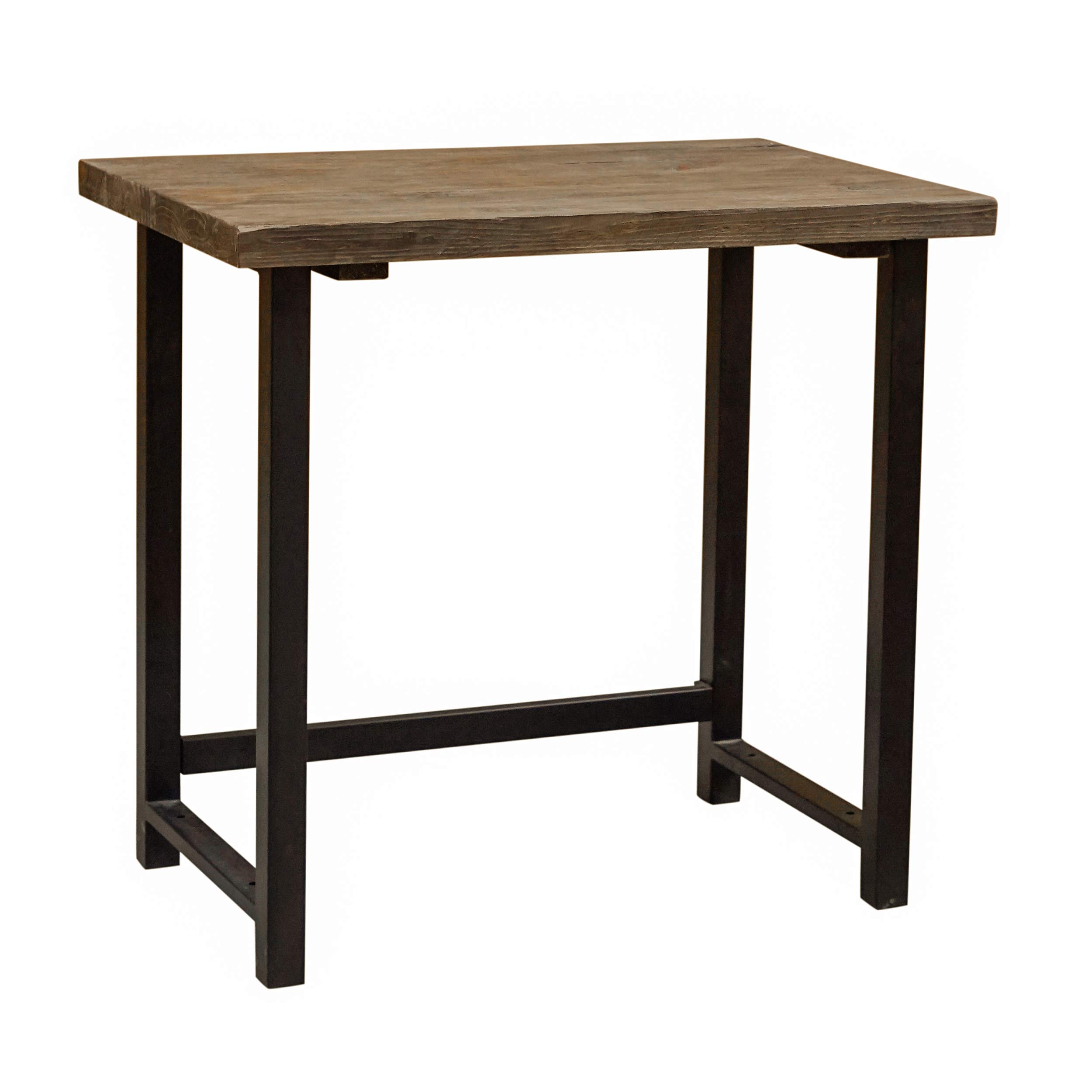 Alaterre Furniture Pomona 32" Small Metal and Solid Wood Desk, 32in. Wide, Brown