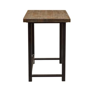 Alaterre Furniture Pomona 32" Small Metal and Solid Wood Desk, 32in. Wide, Brown