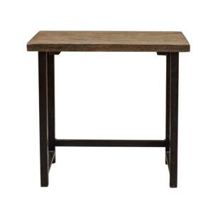 Alaterre Furniture Pomona 32" Small Metal and Solid Wood Desk, 32in. Wide, Brown