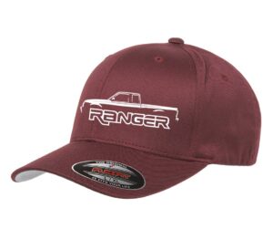 1998-02 ford ranger extended cab pickup truck classic outline design flexfit hat cap small/medium maroon