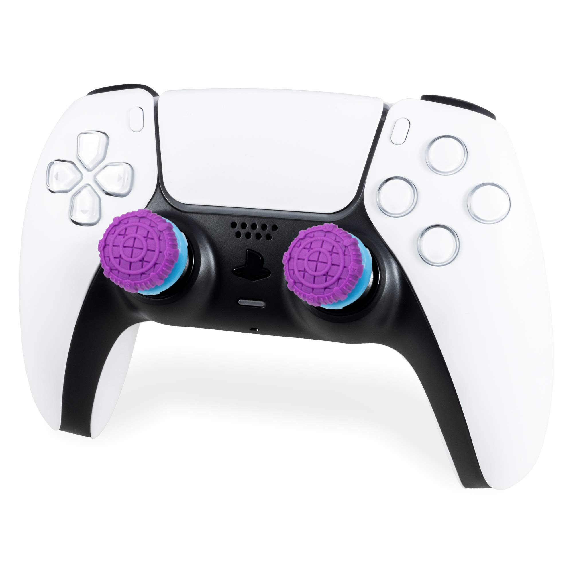 KontrolFreek FPS Freek Battle Royale Performance Thumnbsticks for PlayStation 4 (PS4) and PlayStation 5 (PS5) | 2 High-Rise Convex | Purple