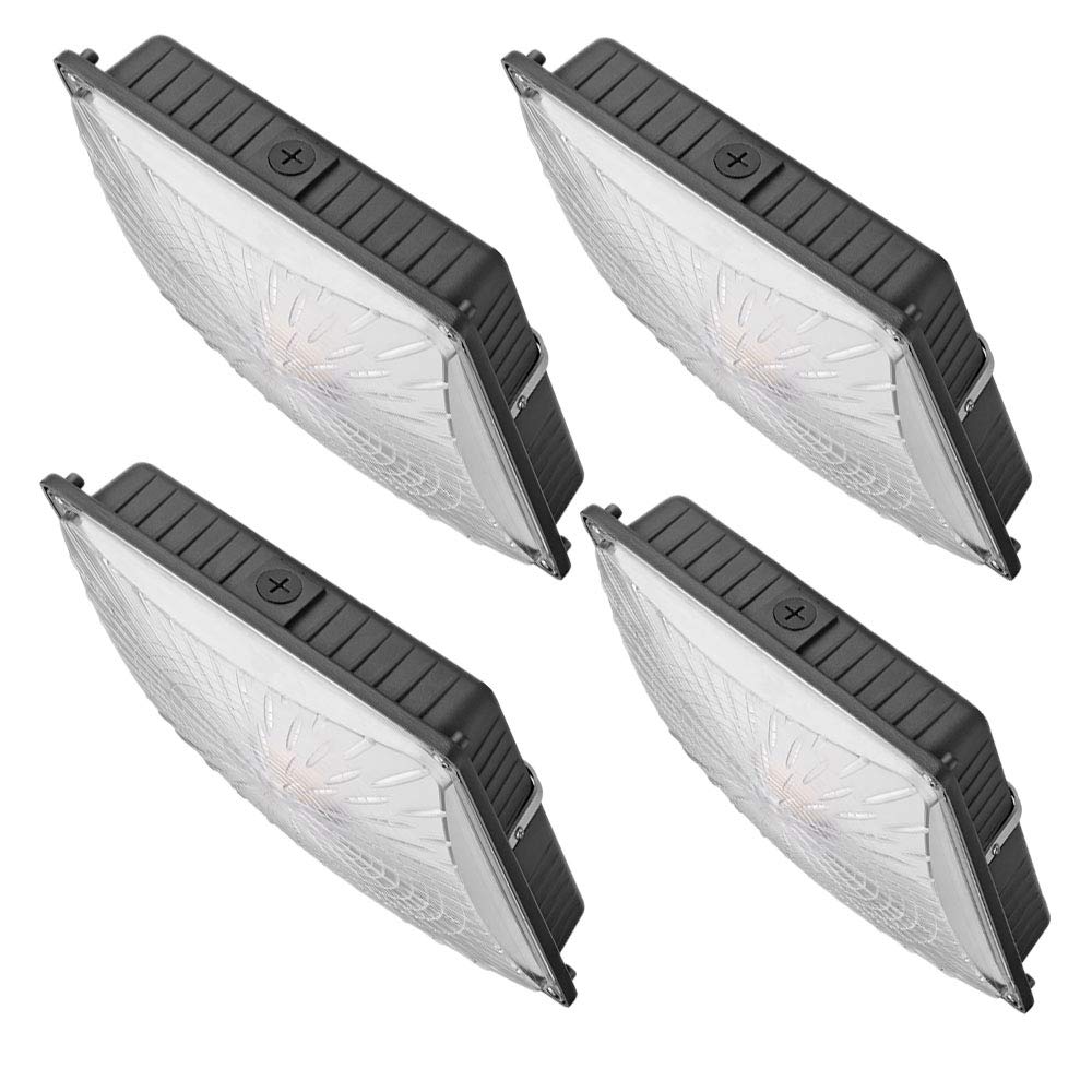 1000LED (4 Pack LED Canopy Light, 65W, Ceiling Lights Fixtures 8000LM Daylight 5000K, 250W HID/HPS Replacement, Waterproof IP65 Gas Station and Garage Light