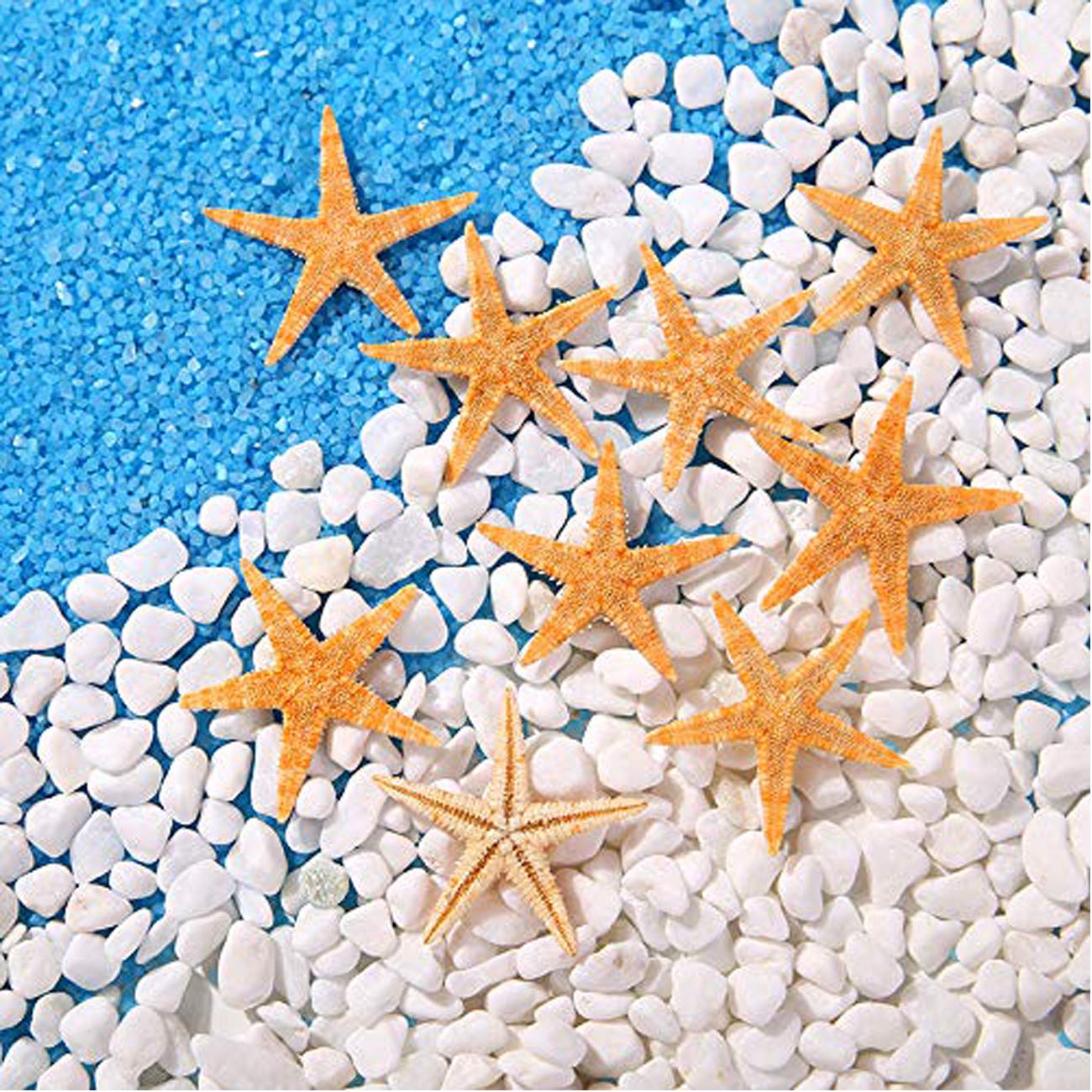 TIHOOD 90PCS 0.4"-1.2" Small Starfish Star Sea Shell Beach Crafts Decor (Yellow)