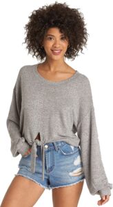 billabong women's crew neck sweatshirt, ash heather, l