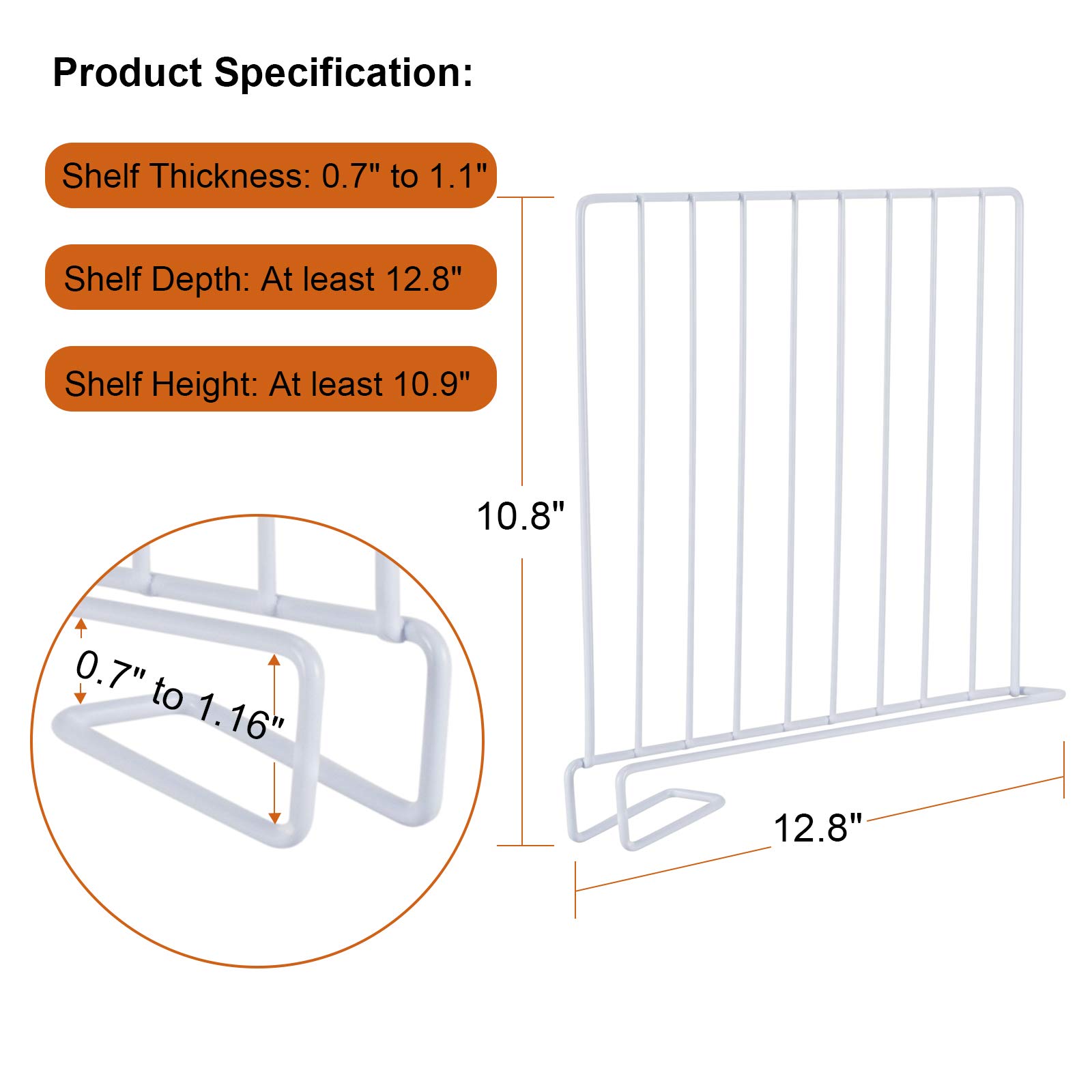 Kosiehouse Shelf Divider for Wood Closet, Sturdy Organizer Separator for Storage in Bedroom, Kitchen, Bathroom and Office Shelves, Easy Installation, Set of 8 (Set of 8)