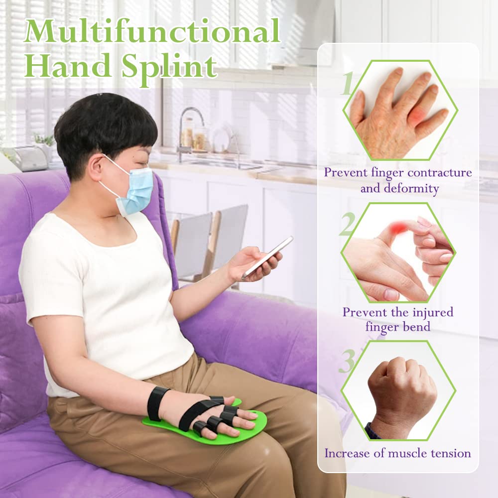 KAVIL Hand Brace Resting Hand Splint Finger Stroke Recovery Equipment Finger Straightener Extender Hand Therapy Equipment with Finger Support (Fit Right or Left Hand)