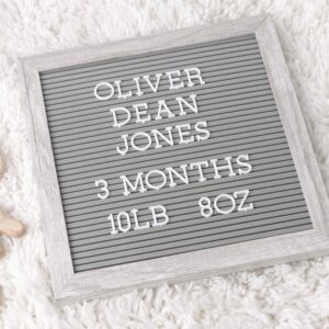 Little Pear 10" x 10" Letterboard Set, Includes 188 Letters, Perfect Message Board for Home or Rustic Nursery, or use for Photo Sharing, Baby Announcement, Gray