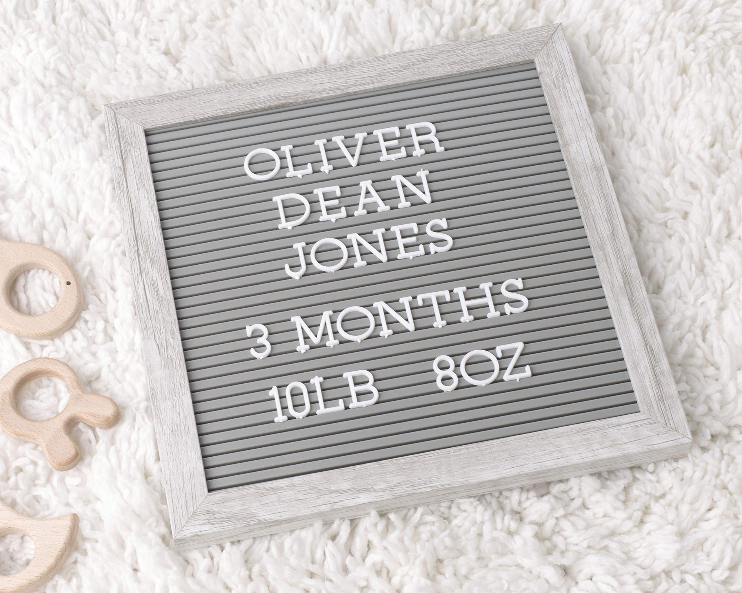 Little Pear 10" x 10" Letterboard Set, Includes 188 Letters, Perfect Message Board for Home or Rustic Nursery, or use for Photo Sharing, Baby Announcement, Gray