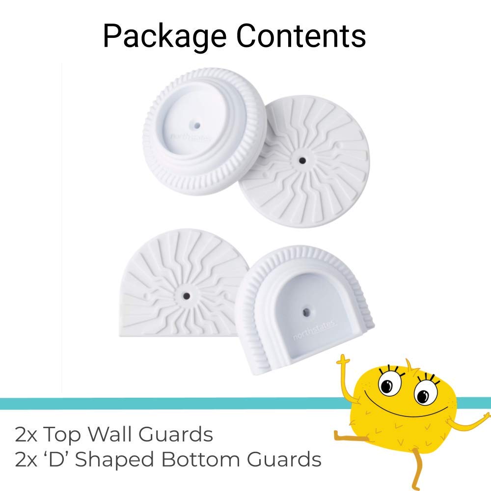 Toddleroo by North States Baby Gate Wall Guards: Provides extra safety and stability for most pressure mounted baby gates. Protects walls from damage. Pressure or Hardware Mount. (Pack of 4, White)