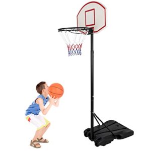 zeny portable basketball hoop, basketball goals outdoor adjustable 5.4-7ft, basketball portable hoops & goals backboard and stand for kids