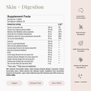 JSHealth Vitamins Skin and Digestion Formula | Skin Supplement with Zinc | Burdock Turmeric | Clear Healthy Skin | Acne Treatment for Teens and Adults | (60 Tablets)