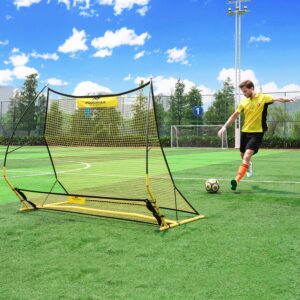 PodiuMax Upgraded Portable Soccer Trainer, 2 in 1 Soccer Rebounder Net to Improve Soccer Passing and Solo Skills, 6ft x 4.7ft