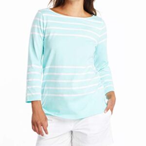 Nautica Women's Boatneck 3/4 Sleeve 100% Cotton Shirt, Aruba Blue, Large