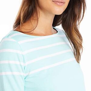 Nautica Women's Boatneck 3/4 Sleeve 100% Cotton Shirt, Aruba Blue, Large