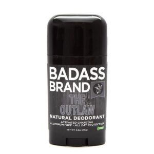 badass beard care's badass deodorant stick - the outlaw scent, 2.8 oz - all natural, kills odor causing bacteria and absorb excess moisture, 10 different scents available