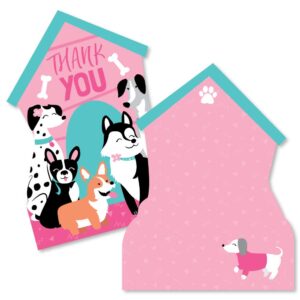 big dot of happiness pawty like a puppy girl - shaped cards - pink dog baby shower or birthday party thank you note with envelopes - set of 12