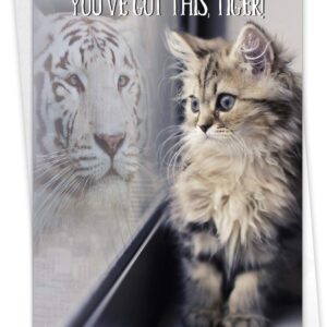 The Best Card Company - Inspirational Encouragement Card with Envelope - Cute Cat, Tiger Animal Motivation, Friendship - Aspirations C7076JFRG