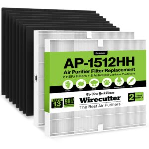 ap-1512hh hepa set for coway filter replacement - 2 year supply - fits coway airmega ap-1512hh & coway airmega filter replacement - helps remove smoke, dust, pollen, dustmite debris, pet dander & more