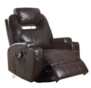 acme recliner with massage, brown pu